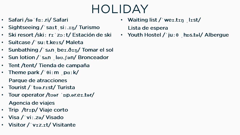 B1-U1 Vocabulary: Holiday - Phiteca