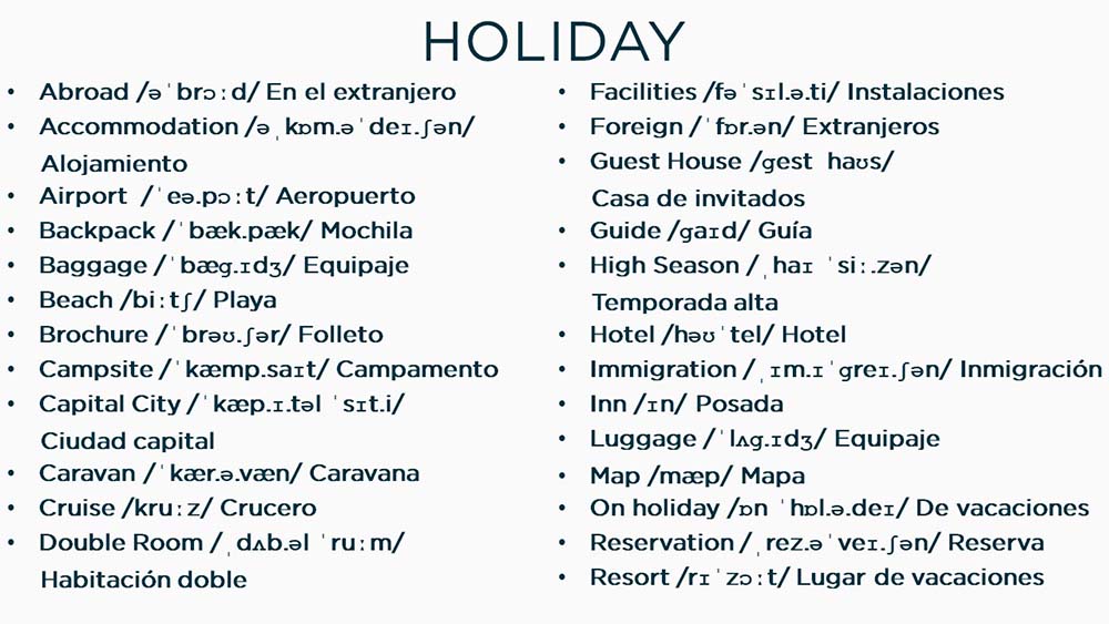 VOCABULARY: HOLIDAY - Phiteca