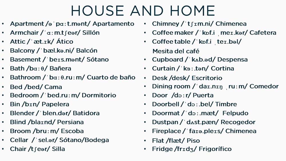 VOCABULARY: HOUSE AND HOME - Phiteca